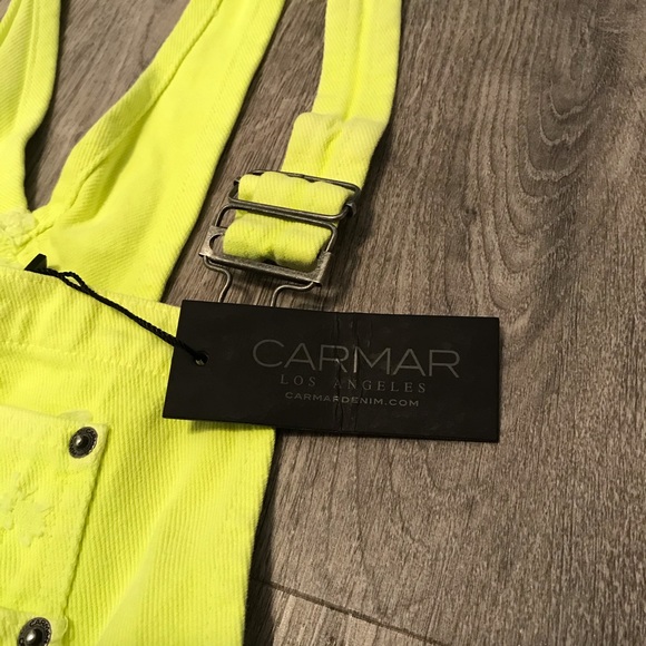 Carmar | Jeans | Carmar Car Mar Factory Distressed Neon Lime Bib ...